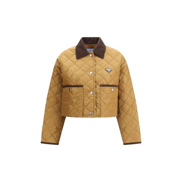 Prada | Jackets & Coats | Prada Quilted Buttonup Jacket Women Beige ...